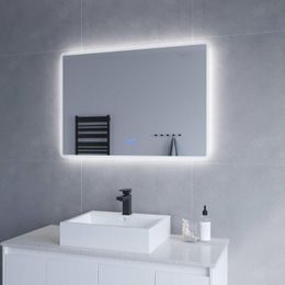 Badezimmerspiegel Wandspiegel mit led Licht 100x70cm boras Typ c Touch Sensor Dimmbar Antibeschlag Kaltweiß 6400K Warmweiß 3000K Aquabatos