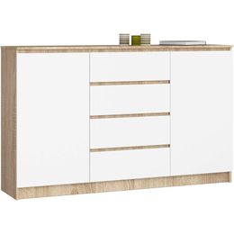 Akord - Kommode k 160 cm | 4 Schubladen und 2 Türen |für Wohnzimmer Schlafzimmer Schrank Wohnzimmer | Modernes Funktionelles Design |