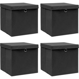 Prolenta Premium - Aufbewahrungsboxen mit Deckeln 4 Stk. Schwarz - Schwarz