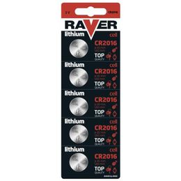 Emos Raver Cell Lithium Batterien Knopfzelle 3V, Knopfbatterien CR2016, 5er Pack, Kapazität 75 mAh, B7316