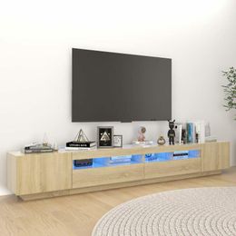 TV-Schrank TV-Lowboard Fernsehschrank mit LED-Leuchten Sonoma-Eiche 260x35x40 cm BRYJ699848 MAISONCHIC