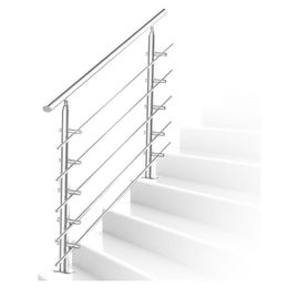 VINGO 160cm Treppengeländer Edelstahl Handlauf Geländer für Treppen Brüstung Balkon 5 Querstreben, Innen und Außen - Silber