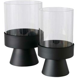 Boltze Gruppe - Moderne Kerzenhalter mit schwarzen Ständer pallas, 2er-Set