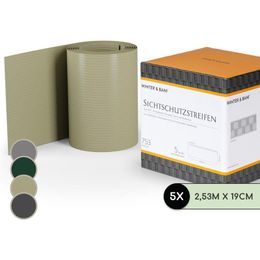 Blumfeldt - Sichtschutzstreifen Zaunblenden PVC-Hartplastik 2,53 x 0,19 m - Moosgrün