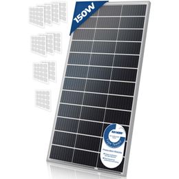 Solarpanel Monokristallin - 150 W, 18 V für 12 V Batterien, Photovoltaik, Ladekabel, Silizium - Solarzelle, Solaranlage für Wohnwagen, Camping,