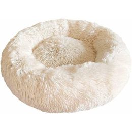 Katzenbett, Hundekissen 60 x 60 cm, Donut-Hundebett, kleines Hundebett, mittleres Hundebett, rundes Katzenbett aus weichem Plüsch, waschbare,