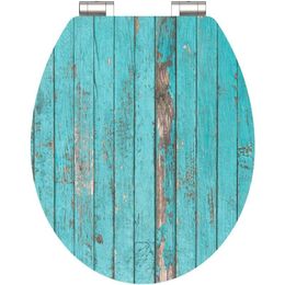 Schütte Schütte - wc Sitz blue wood High Gloss mit mdf Holzkern, hochglänzender Toilettendeckel mit Absenkautomatik Motiv, Klobrille - Motiv