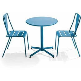 set runder Gartentisch und 2 Bistro-Gartenstühle aus Metall Pacific - Blaue Pazifik