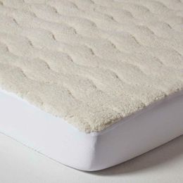 Warmer, weicher Fleece-Matratzentopper 180 x 200 cm - Weiß - Homescapes