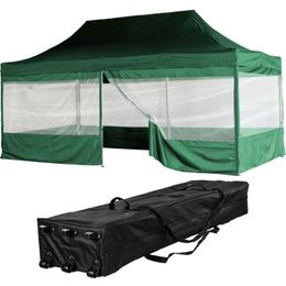 INSTENT® Alu-Pavillon 3 x 6 m Pro 4 Seitenteile wasserdicht UV-Schutz 50+, grün