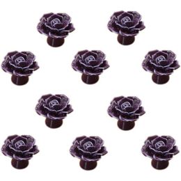Petites Ecrevisses - 10 Stück Möbelknöpfe Keramik Schubladengriffe Rosen Blumen Türgriff Dekorative Knöpfe für Schrank Kleiderschrank Kommode