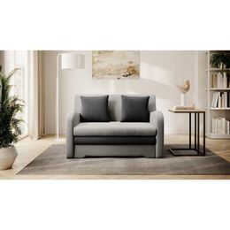 Sofa mit Schlaffunktion und Bettkasten Couch für Wohnzimmer Schlafsofa Sofagarnitur Polstersofa - 130x85x103 cm - amiro (Hellgrau + Dunkelgrau - Nube
