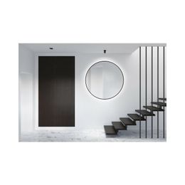 Talos - Black Oros Light Spiegel rund � 120 cm � runder Wandspiegel in matt schwarz - Wandspiegel mit led - Badspiegel rund mit hochwertigen