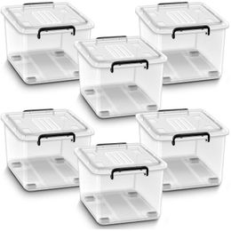tillvex® Aufbewahrungsboxen mit Deckel 6er Set - 88L, lebensmittelecht Kunststoff Boxen Set stapelbar Aufbewahrung Ordnungssystem Box groß