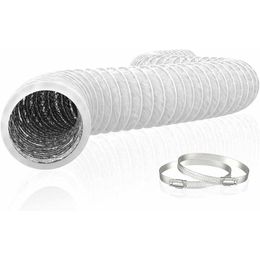 150 mm flexibler Aluminium-PVC-Abluftschlauch 6 m lang – Belüftungsrohr für Luftabsaugung, Klimaanlage, Wäschetrockner (ø150 mm x 6 m, weiß)