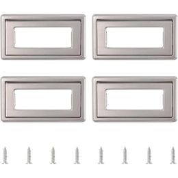 4 Stück Griff für Schublade Versteckter Möbelgriff mit Schrauben Quadratischer Unsichtbarer Griff für Schränke - Gebürstetes Silber