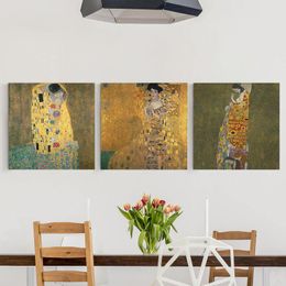 MICASIA Leinwandbild 3-teilig - Gustav Klimt - Portraits - Quadrate 1:1 Größe HxB: 3x 40x40cm