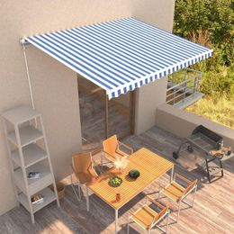 Einziehbare Markise Sonnenmarkise Sonnenschutz Terrasse Balkon Auvent Handbetrieben 400 x 300 cm Blau und Weiß RGDCH189330 MAISONCHIC