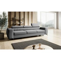 Fun Moebel - Big Sofa Couchgarnitur fargo Megasofa mit Schlaffunktion Stoff Vogue Silbergrau