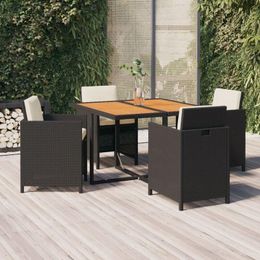 MAISONCHIC - 5-tlg. Garten-Essgruppe Gartenmöbel Set Terrassen/Balkon/Outdoor-Essgruppe mit Kissen Poly Rattan Schwarz ETHJ892336