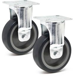 Wiltec Bockrolle Set 2 x Transportrolle 75 mm mit Kunststoffrad und Anbauplatte, 75 kg pro Rad, leiser Lauf