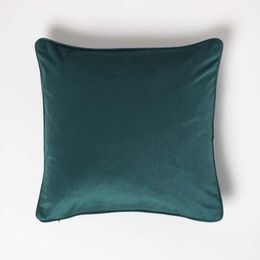 Homescapes - Samt-Kissenbezug grün mit Paspel, 46 x 46 cm - Grün