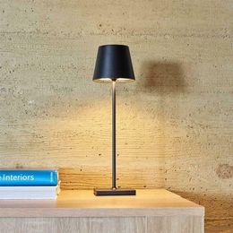 Aiskdan - Lampe de table touch sans fil en aluminium noir led blanc dimmable black H38cm