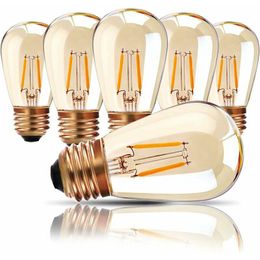 Außenleuchten, LED-Glühbirne mit E27-Edison-Schraube, 1 w LED-Filament-Ersatzlampe für S14 ST45 led, 2200 k Warmweiß, entsprechendes Bernsteinglas,