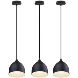 Pendelleuchte, Moderne Hängeleuchten mit Lampenschirm, Kuppel-Kronleuchter aus Metall für Kücheninsel Schwarz 3PCS