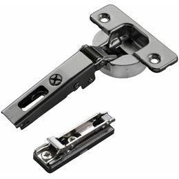 SO-TECH® 2 x Salice Topfband Serie 700 Titanium anthrazit mit Dämpfer im Topf 110° T48 Eckanschlag inkl. Linear-Montageplatte Höhe 6 mm mit Euroschrauben und