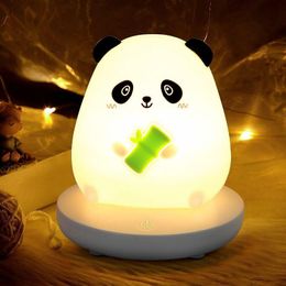Panda-förmiges Silikon-Nachtlicht mit dreistufiger Helligkeitsregelung, USB-Ladefunktion