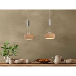 Fischer und Honsel Fischer&honsel - led Holz Pendelleuchte shine wood 2flammig 65cm lang höhenverstellbar & dimmbar