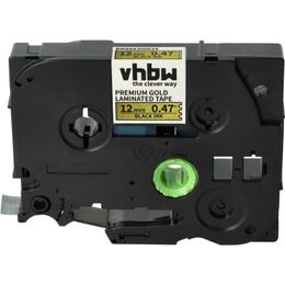 vhbw Schriftband-Kassette kompatibel mit Brother PT PT-1230PC, PT-1250, PT-1250CC, PT-1200S Etiketten-Drucker 12mm Schwarz auf Premiumgold