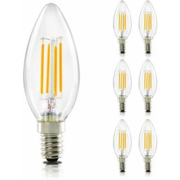 6 Stück led E14 Glühbirne Leuchtmittel: Warmweiß Lampe kerze 4W 2700K Filament Birne Retro Edison C35 Glühlampe Vintage Light Bulb Glas