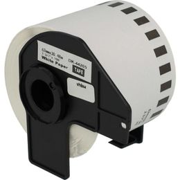 1x Etiketten-Rolle mit Halter 62mm x 30,48m (1 Etikette) kompatibel mit Brother pt QL-710W Etiketten-Drucker - Premium, Wiederablösbar - vhbw