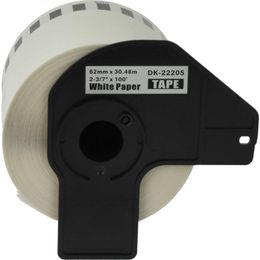 vhbw - 1x Etiketten-Rolle mit Halter 62mm x 30,48m (1 Etikette) kompatibel mit Brother pt QL-710W, QL-720, QL-710 Etiketten-Drucker - Premium