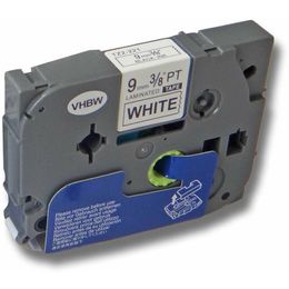 Schriftband Kassette kompatibel mit Brother P-Touch 500-Serie, 1000-Serie, 2000-Serie, 9000-Serie Etiketten-Drucker 9mm schwarz auf weiß - vhbw