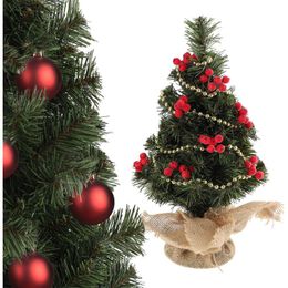 Künstlicher Weihnachtsbaum 40cm, klein Tannenbaum mit 46 Zweige, Mini Tanne mit Jute, Tisch Ch - Kadax