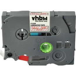 1x Schriftband-Kassette kompatibel mit Brother pt D200BW, D200BWV, D200DA, D200DR, D200G, D200KT Etiketten-Drucker 12mm Rot auf Transparent - vhbw
