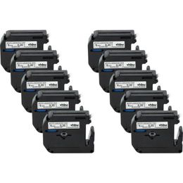 10x Schriftband-Kassette kompatibel mit Brother P-Touch 80SCCP, BB4, M95, 90, 70SR, H100, 80, H110, 85 Etiketten-Drucker 9mm Schwarz auf Weiß - vhbw
