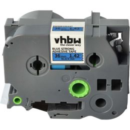 vhbw 1x Schriftband-Kassette kompatibel mit Brother PT 9800PCN, D800W, E800W, P900, P900NW Etiketten-Drucker 36mm Schwarz auf Blau, Extra Stark