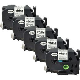 vhbw - 5x Schriftband-Kassette kompatibel mit Brother P-Touch h 500, h 500 Li, p 700, PT-1400, PT-1500 Etiketten-Drucker 24mm Schwarz auf Weiß