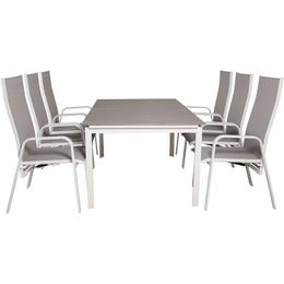 ebuy24 Levels Gartenset Tisch 100x160/240cm und 6 Stühle Copacabana weiß, grau.