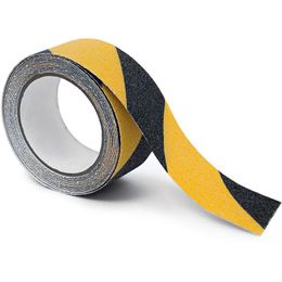 Relaxdays Anti-Rutsch-Klebeband 50 mm Rolle mit 5 m Grip Tape als Antirutschbelag für rutschfeste Treppenstufen im Innen- und Außenbereich, schwarz-gelb