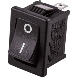 CableMarkt - Wippschalter SPST 2-polig 250 VAC mit thermoplastischem Gehäuse in schwarzer Farbe