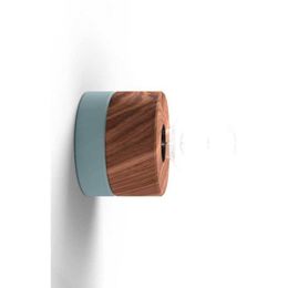 Wandlampe aus Holz mit Kabel und Stecker 0239 almut - Walnuss • Blau