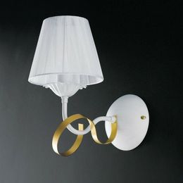 Iperbriko - Lampenschirm aus weißem Eisen shabby Goldapplikationen White one light 24x h29 cm