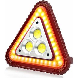 Minkurow - Tragbares LED-Warndreieck, tragbares LED-Arbeitslicht, usb wiederaufladbar, Dreieck 4 Modi Cob Spotlight Autoreparatur Flutlicht
