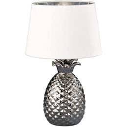 Tisch Lampe Keramik Ananas Design silber Wohn Zimmer Textil Leuchte weiß REALITY LEUCHTEN R50431089