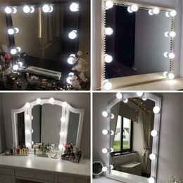 Minkurow - Hollywood-Kosmetikspiegel-LED-Beleuchtungsset für Make-up, Kosmetikspiegellampe, Tisch-Kosmetiklampe, 4 Meter, 10 LED-Birnen, Spiegel